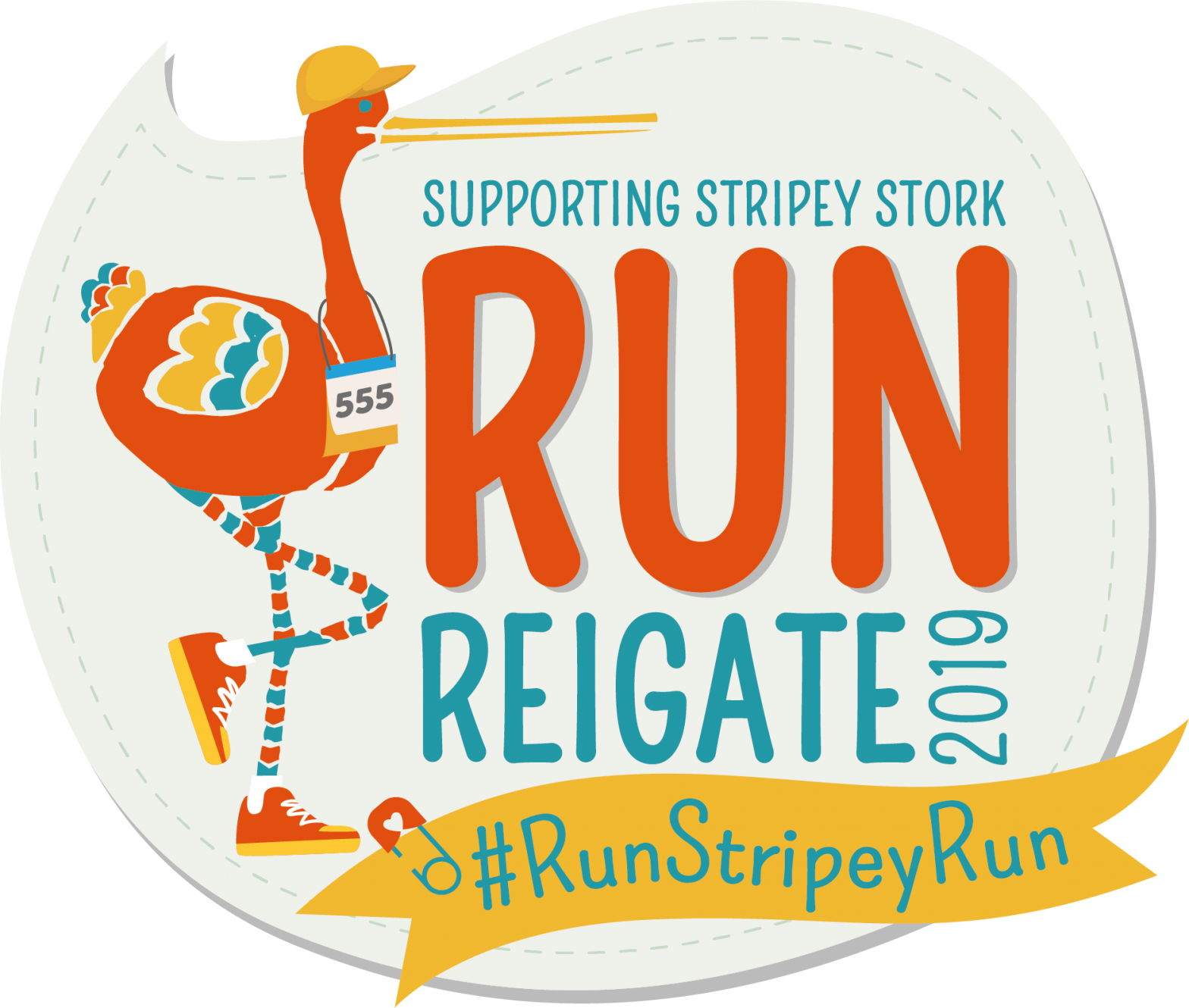 Stripey Stork Run Reigate logo - Stripey Stork