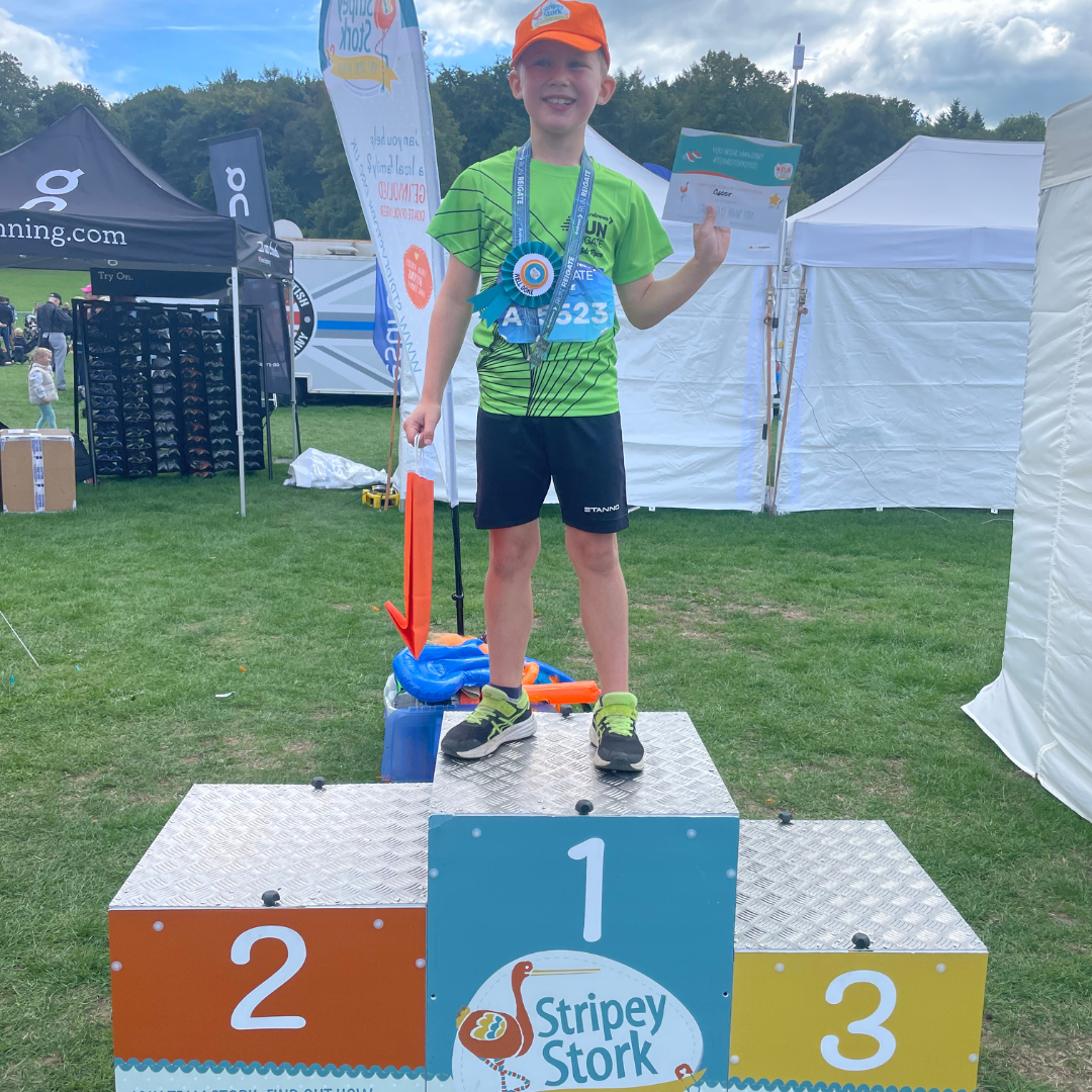 Podium Run Reigate 2022 - Stripey Stork