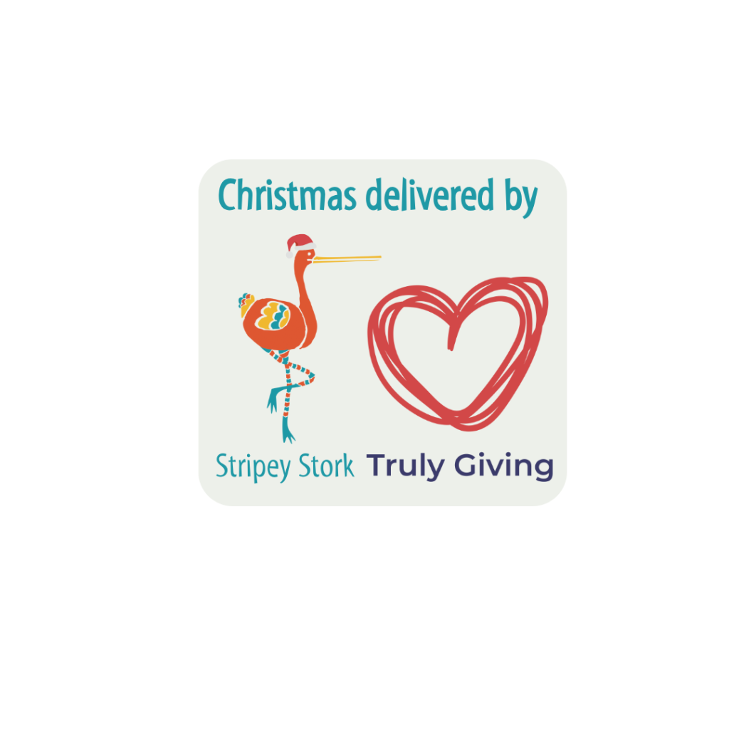 Santa Stork Truly Giving logo - Stripey Stork